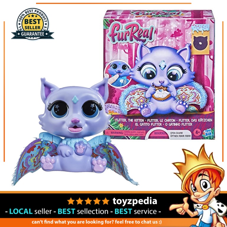 furReal Flitter the Kitten Color-Change Interactive Feeding Toy, Lights ...