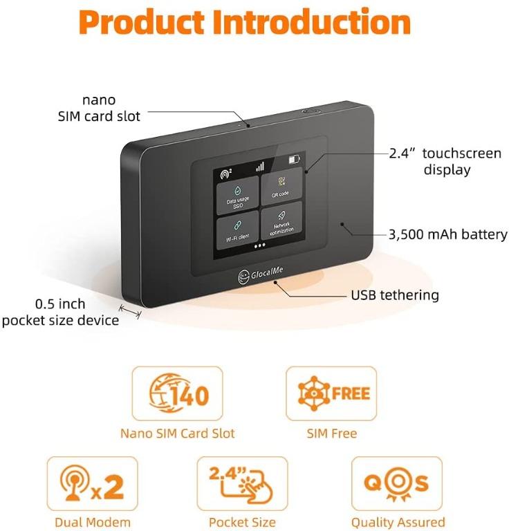 GlocalMe DuoTurbo 4G LTE Mobile Hotspot, No SIM Card Needed, WiFi ...