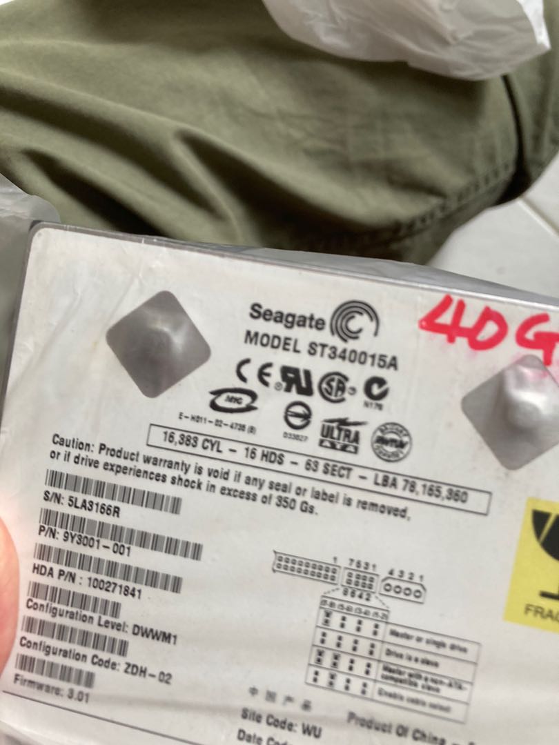 Hard Disk ST340015A (40 Gigabytes), Computers & Tech, Parts ...