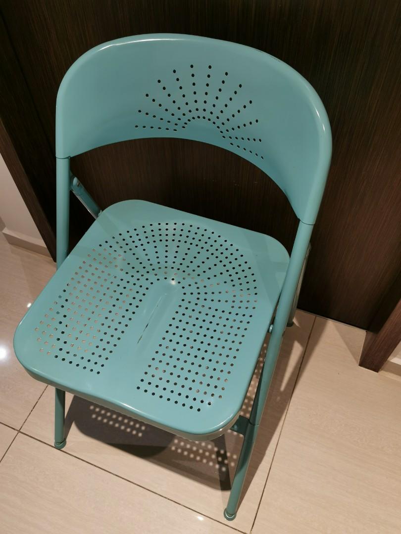 x2 IKEA FRODE Folding chair - turquoise, Furniture & Home Living ...