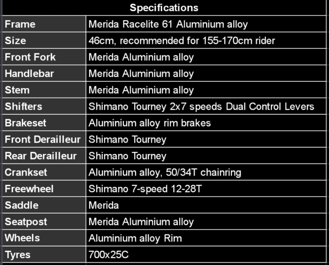 MERIDA RIDE 92 Shimano Tourney Rim Brakes 700x25C Road Bike Bicycle ...