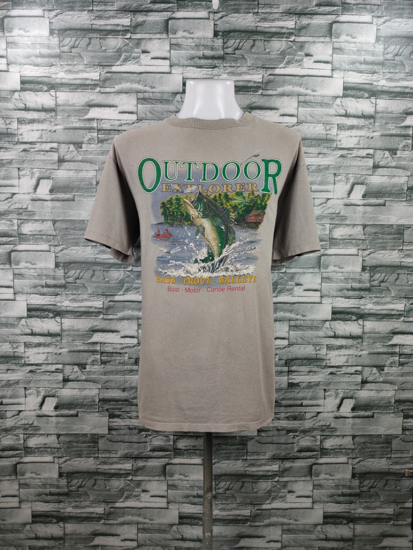 Northeast Outdoor Explorer Fish Dark Gray Shirt, Men's Fashion, Tops ...