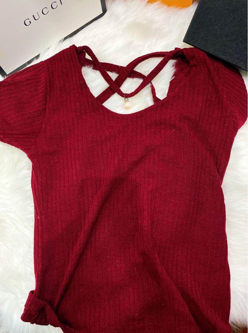 Red cute top, Women's Fashion, Tops, Blouses on Carousell