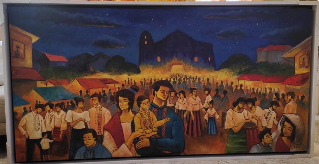 "Simbang Gabi" Painting by RIco Aunzo, Furniture & Home Living, Home ...