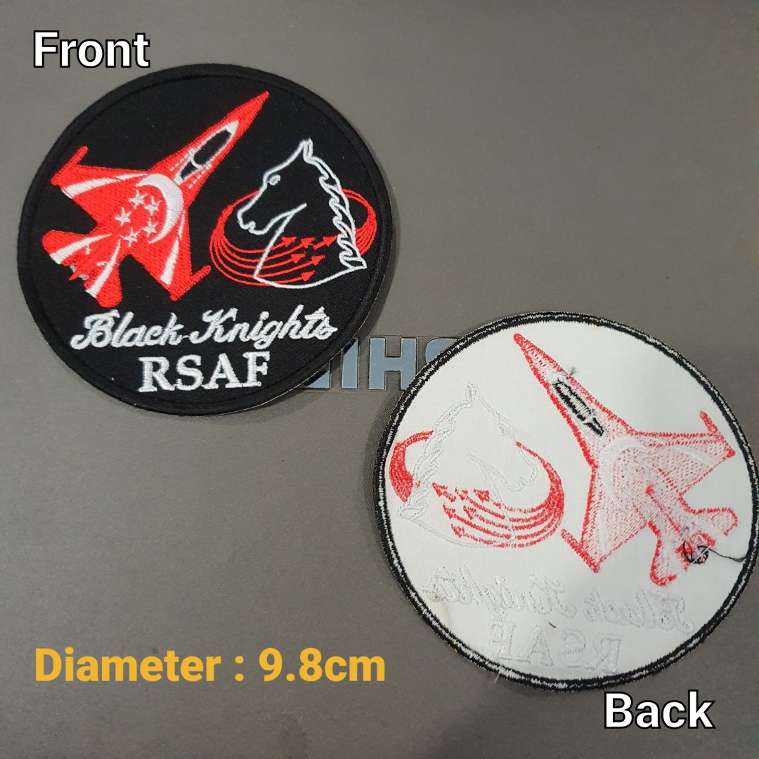 Singapore Air Force RSAF F16 Black Knight Round Embroidery Sew on Patch ...