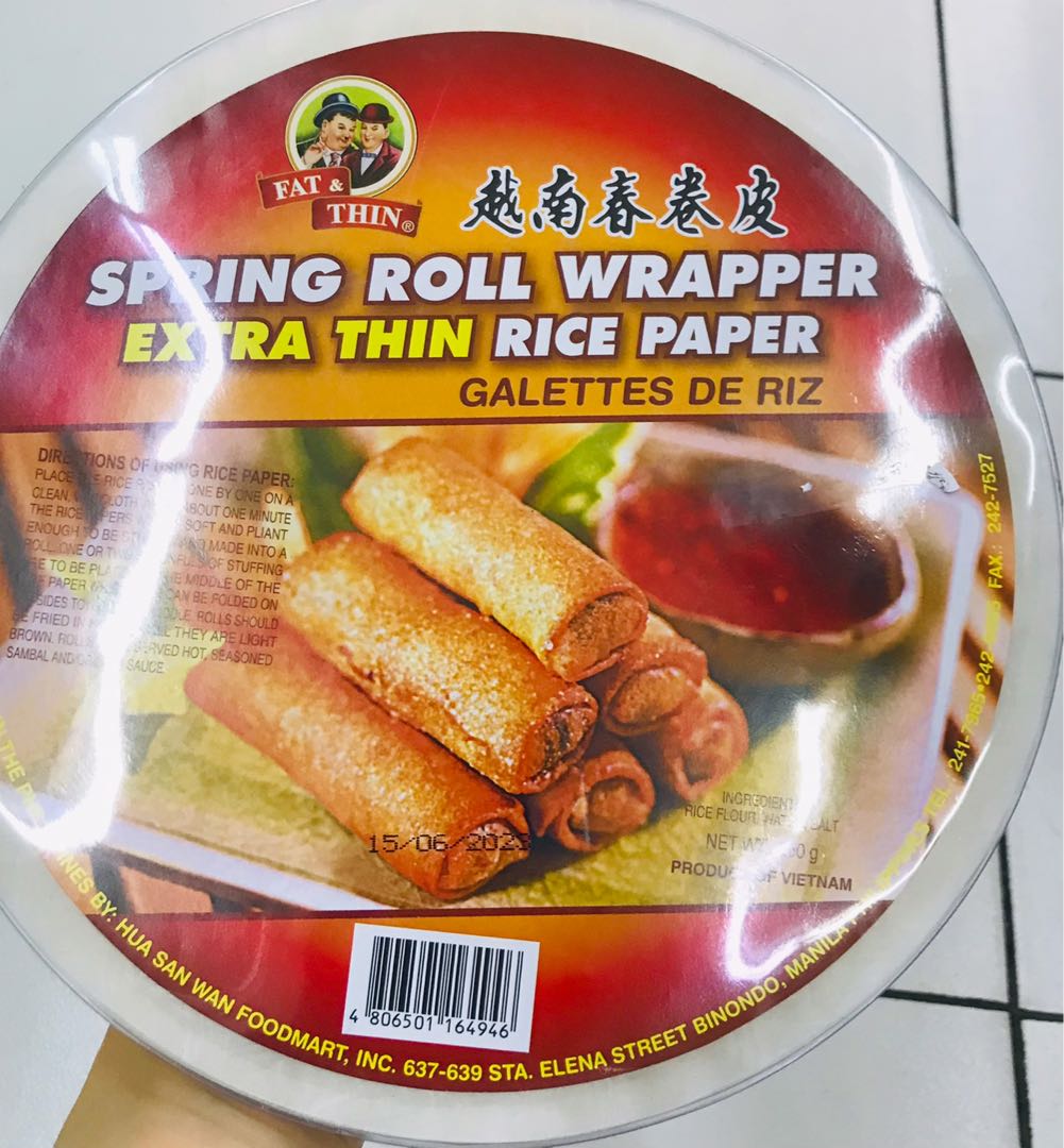 Spring Roll Wrapper Extra Thin Rice Paper Lumpia Wrapper 250g, Food ...
