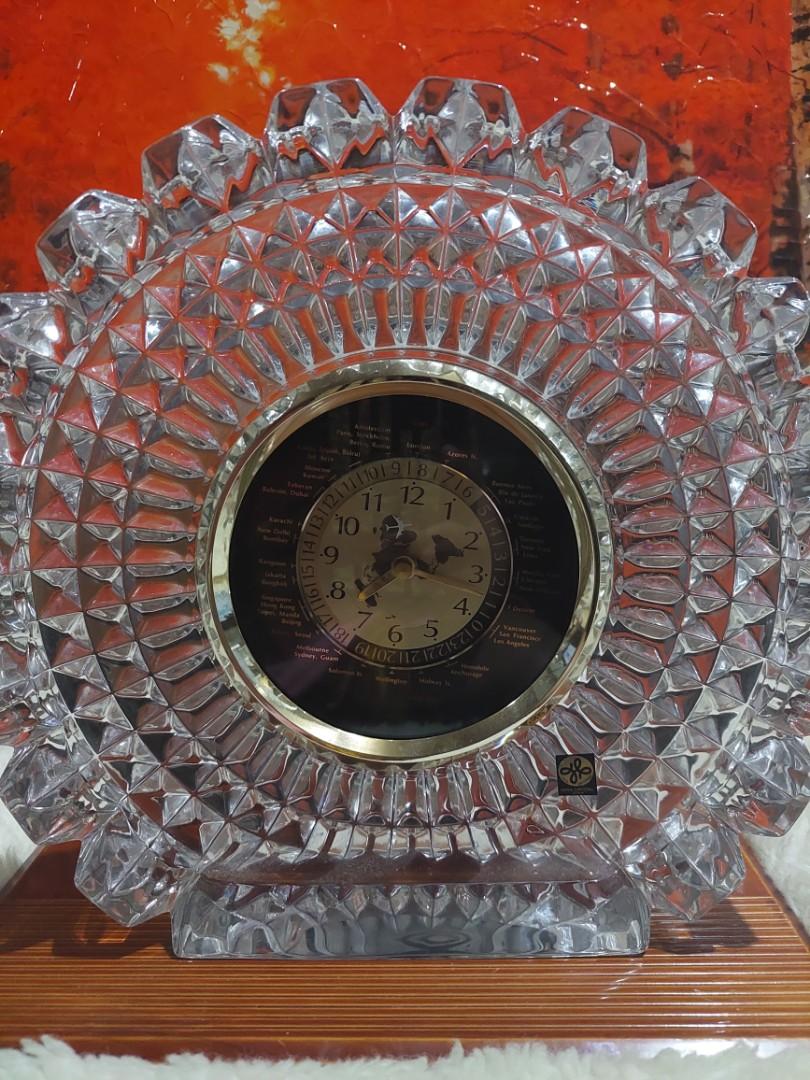 SUPER ELEGANT HOYA CRYSTAL MANTEL CLOCK, Furniture & Home Living, Home ...