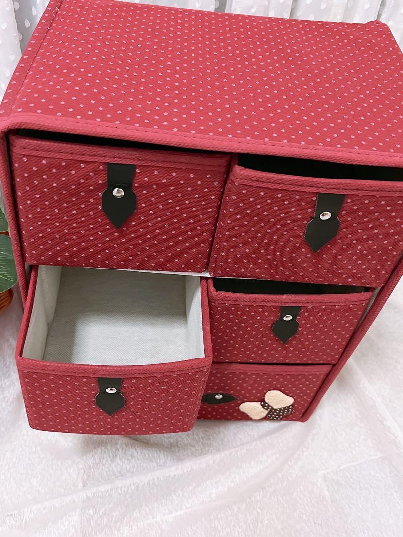 [Toreba Exclusive] Cute 3-Level Drawer Storage Box with Wine Red ...