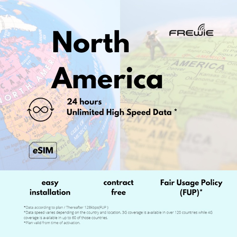 Unlimited* North America eSIM 24 hours Data Roaming (*FUP), Mobile ...