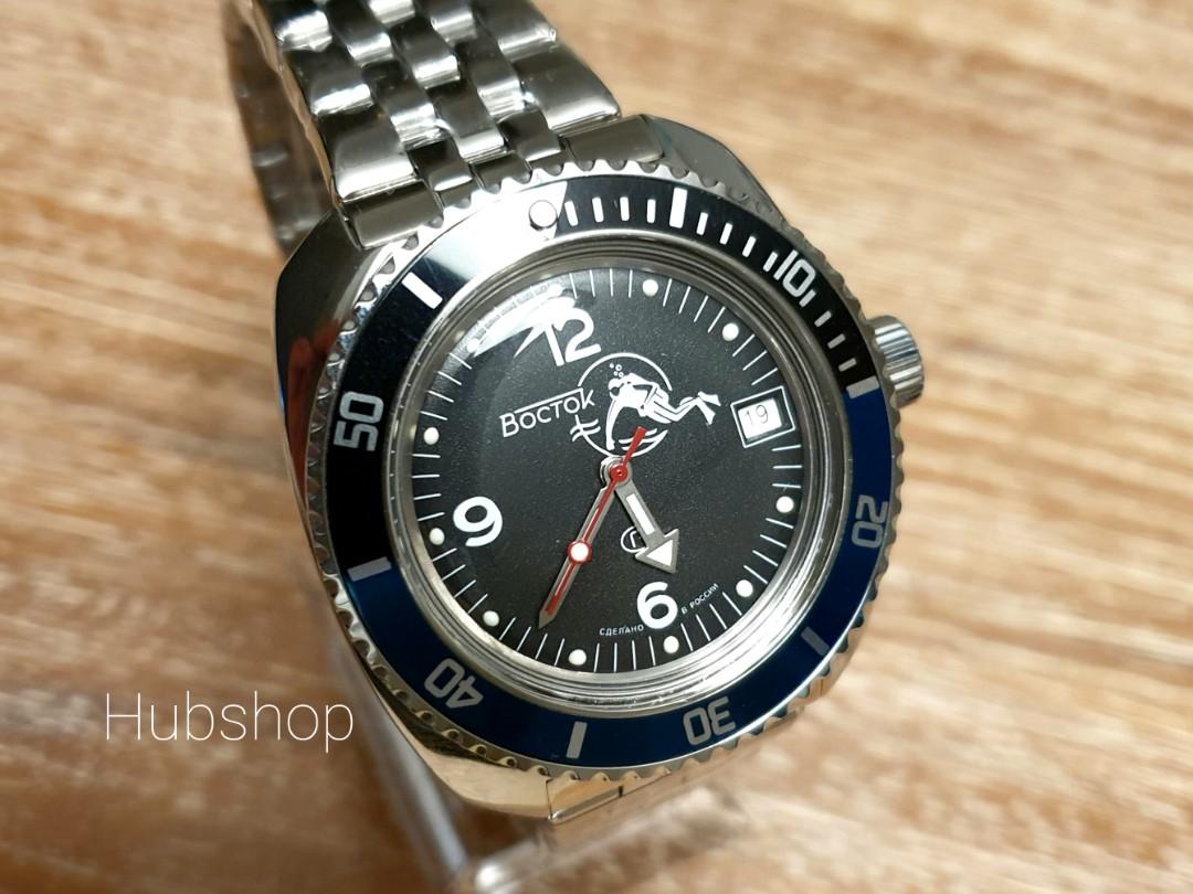 Vostok Amphibia Scuba Dude Automatic Diver with "Batman" bezel mod (add ...