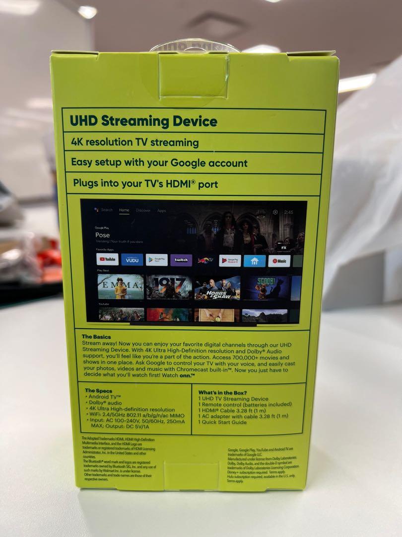 Walmart Onn UHD 4K Streaming Device Android TV Box HDMI Chromecast ...