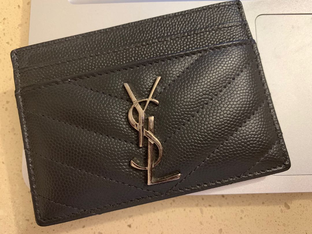 YSL Monogram Card Case (Grey), Women's Fashion, Bags & Wallets, Wallets ...