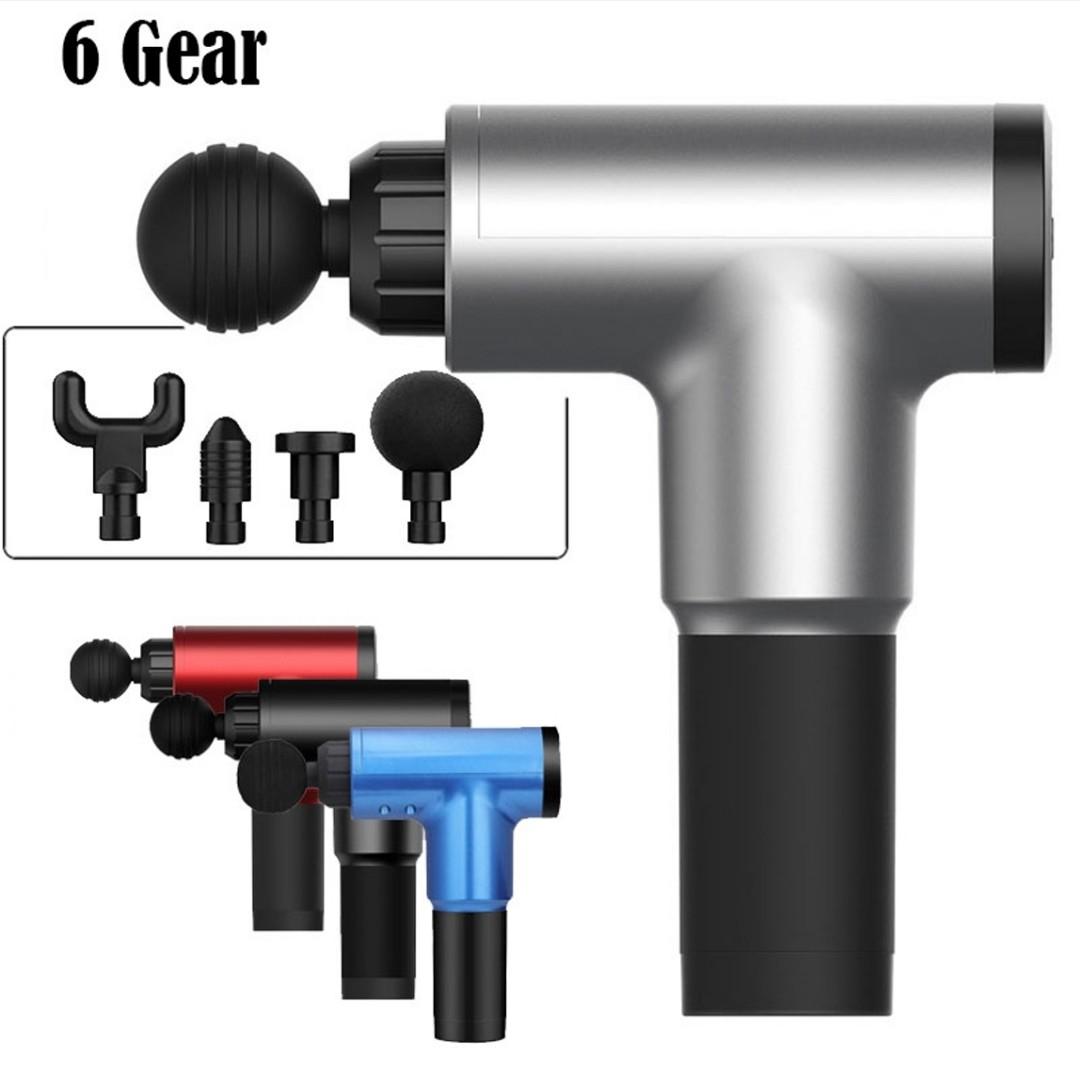 6 SPEED Massage Gun with 4 head powerful fascial gun, Health ...