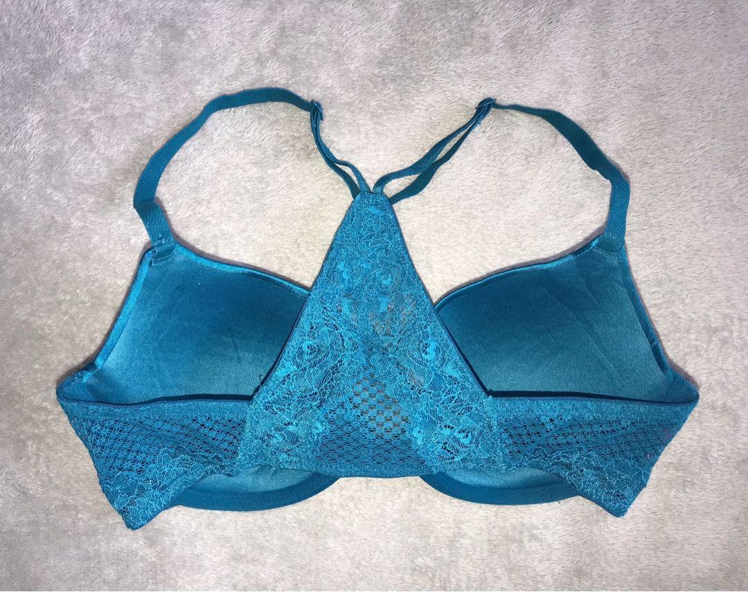 32B La Senza Front Lock Satin Lace Back Bra, Women's Fashion ...