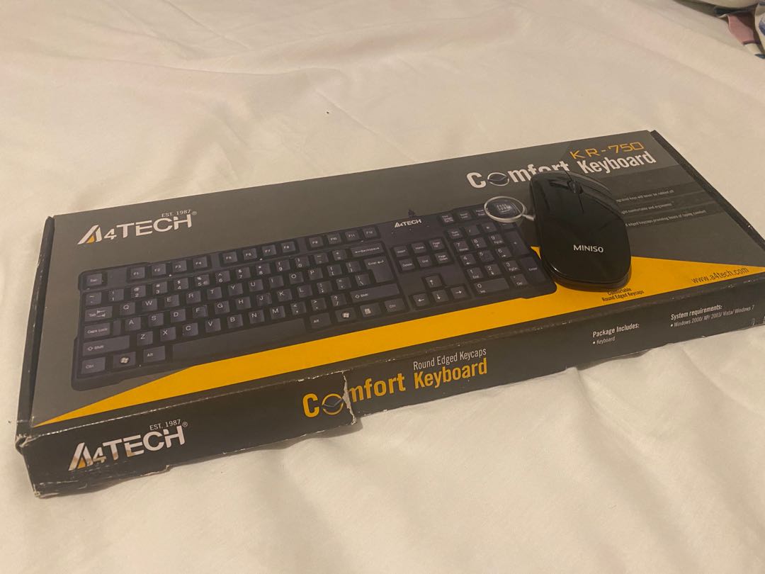 A4Tech Keyboard + Miniso Bluetooth Mouse Bundle, Computers & Tech ...