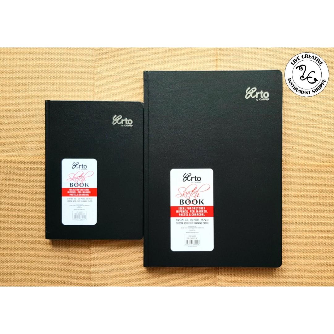 ARTO Hard Cover SKETCH BOOK A5/A4 (110gsm White Paper) - 120 pages ...
