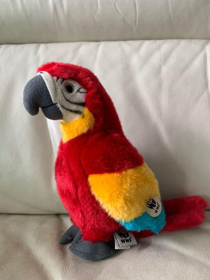 Authentic WWF scarlet macaw parrot plush toy - small & medium size ...