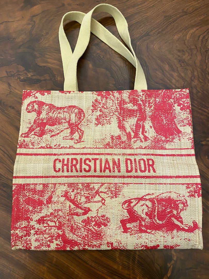 Christian Dior Riviera Red Toile de Jouy Straw Beach Bag Tote and ...