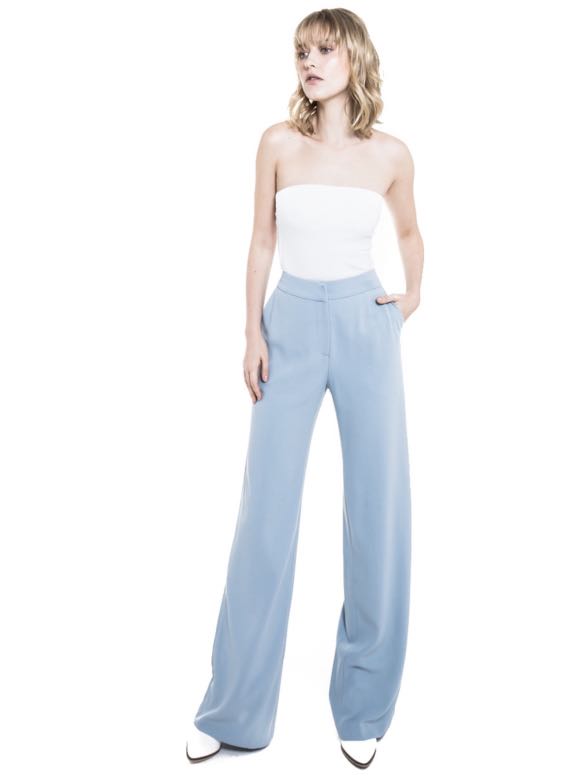 Collate the label Wide Legged Crepe Pants (Blue), Women's Fashion ...
