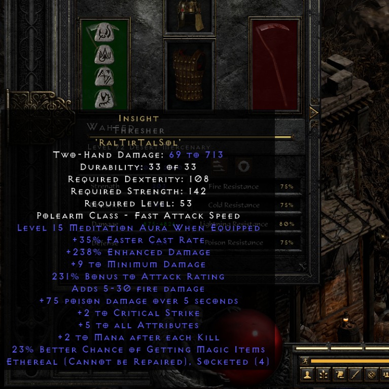 D2R Insight Ethereal Thresher, Video Gaming, Gaming Accessories, In ...