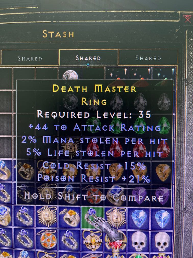 Diablo 2 R Dual leech ring w c/p resist, Video Gaming, Gaming ...