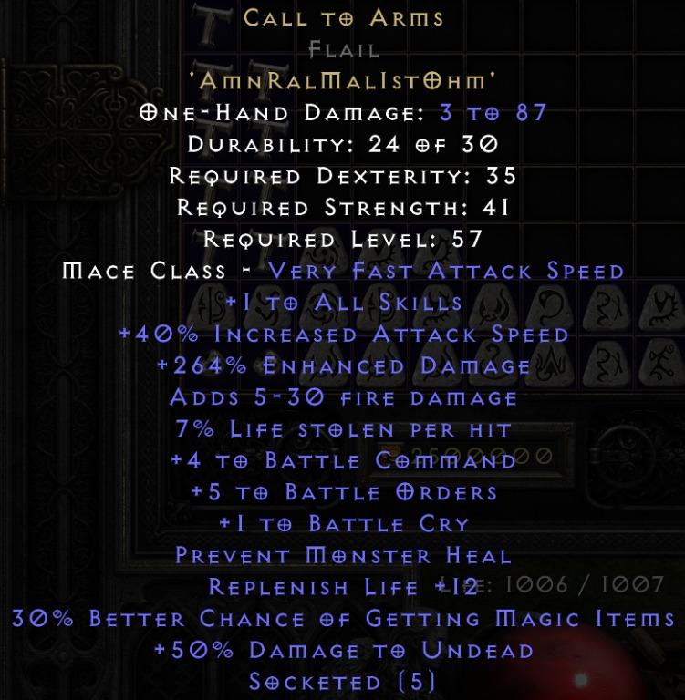 Diablo 2 Resurrected : Call To Arms (CTA Runeword) +4/+5/+1, Video ...