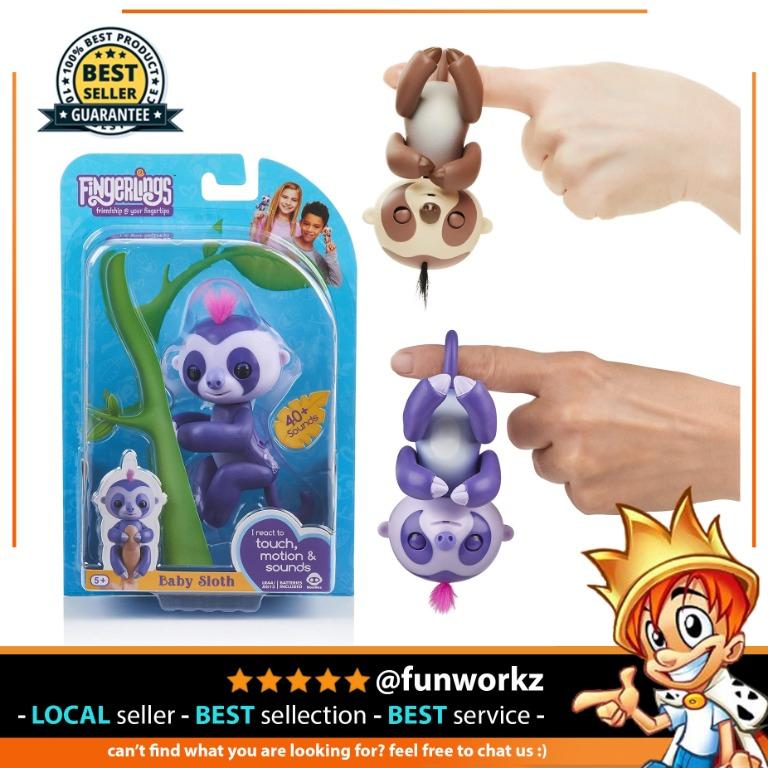 Fingerlings Baby Sloth - Kingsley (Brown) Marge (Purple) - Interactive ...