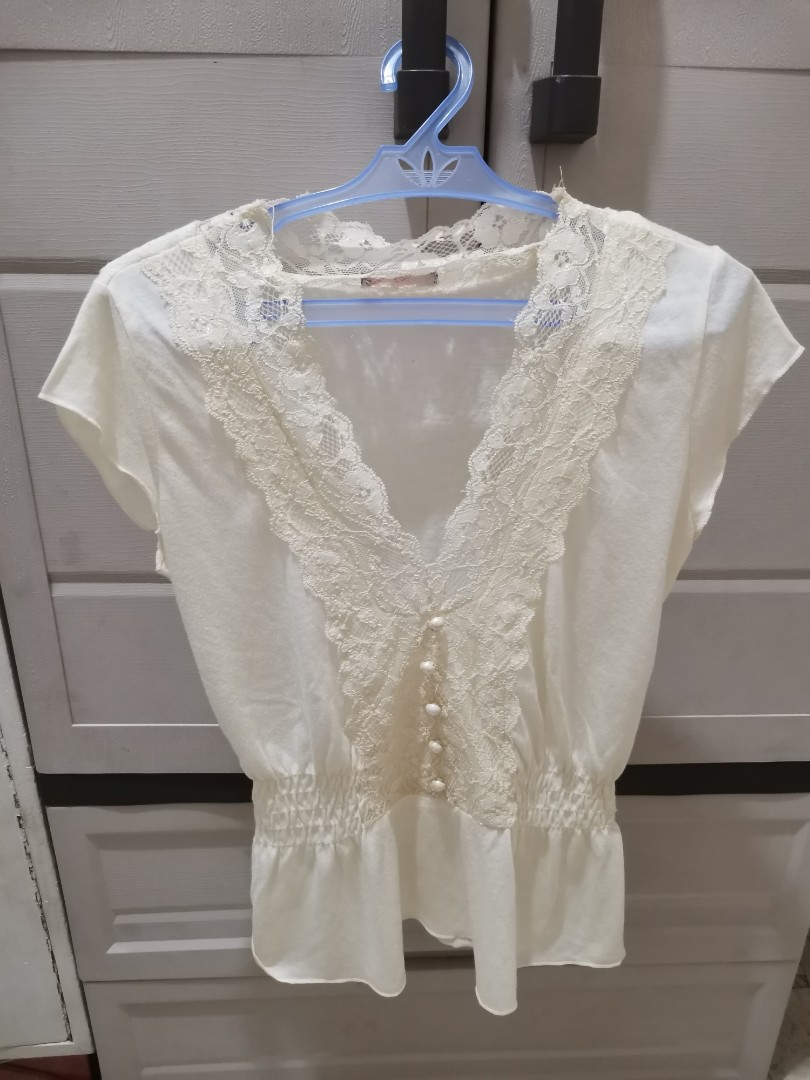 Formal lace top, Women's Fashion, Tops, Blouses on Carousell