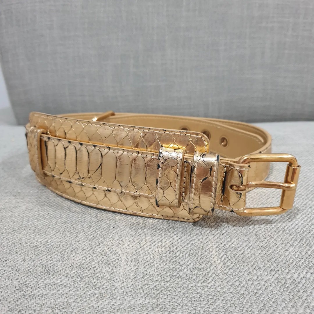 Gold metallic belt, Women's Fashion, Watches & Accessories, Belts on ...