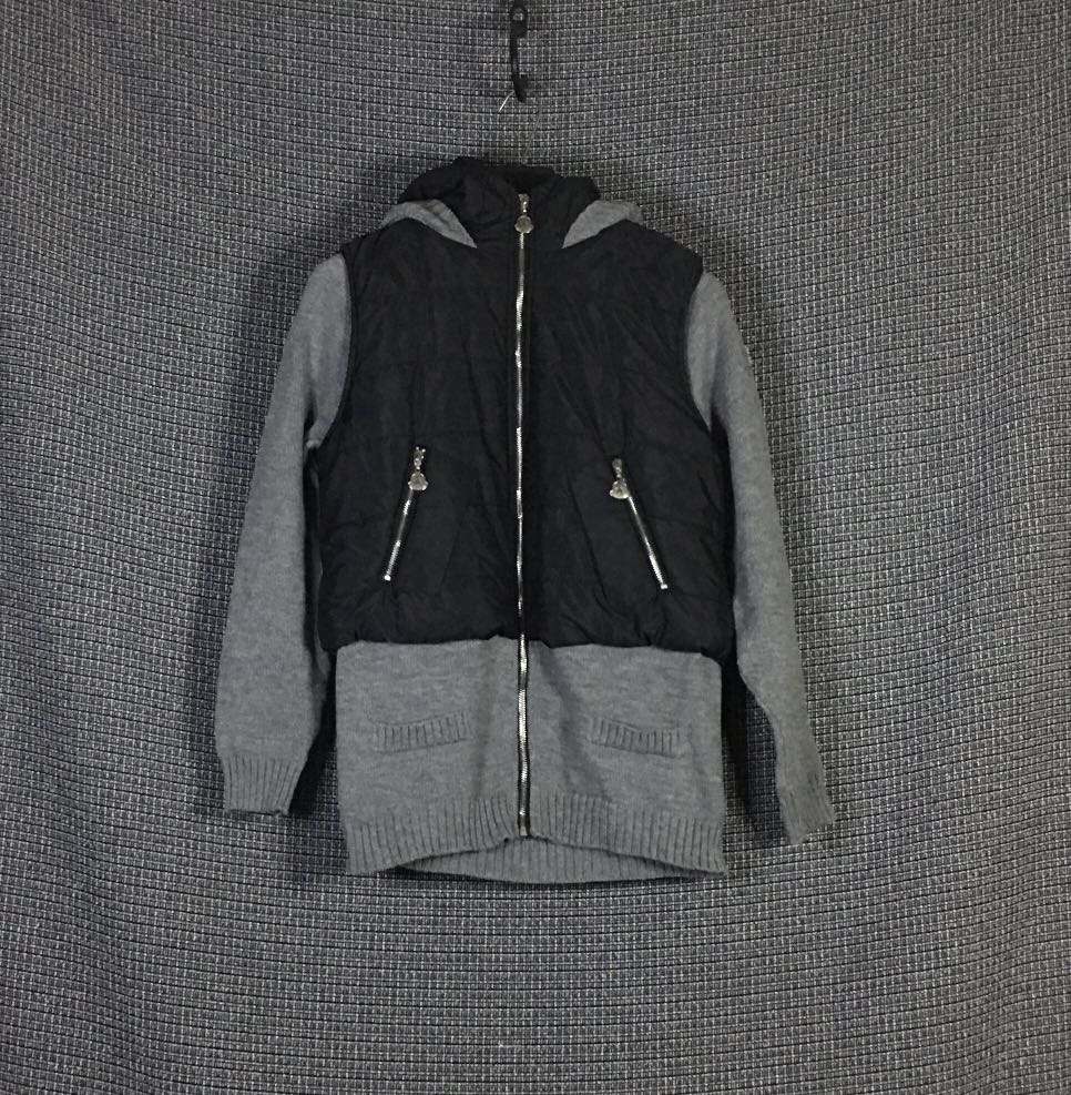 Moncler Double Hooded Knitted/Nylon Jacket, Luxury, Apparel on Carousell