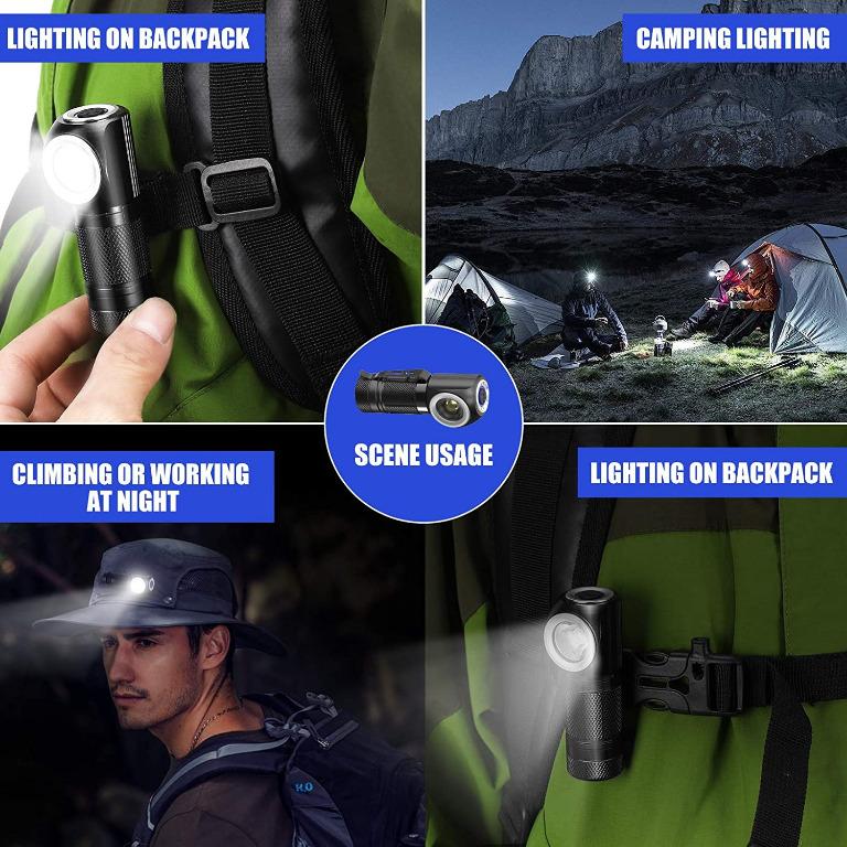 MXLEGNT Led Angle Torch Rechargeable: Bright Flashlight with Clip ...