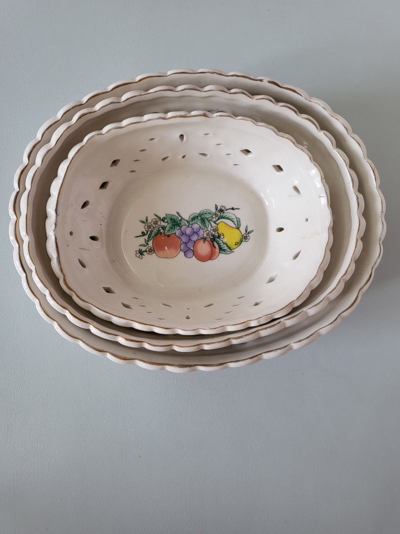 Nesting ceramic fruit basket and flower plate, Furniture & Home Living ...