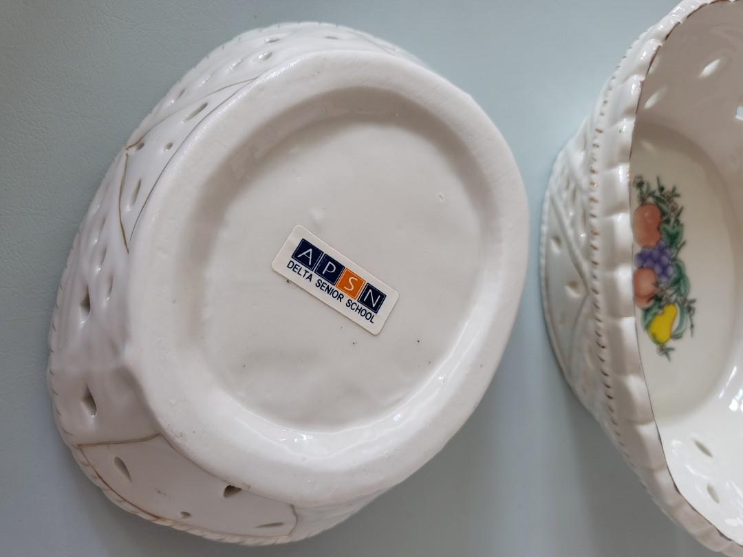 Nesting ceramic fruit basket and flower plate, Furniture & Home Living ...