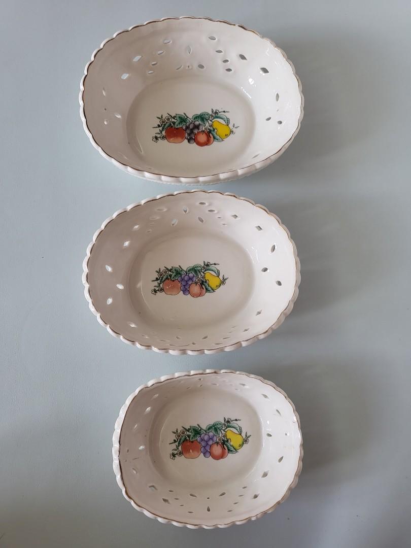 Nesting ceramic fruit basket and flower plate, Furniture & Home Living ...