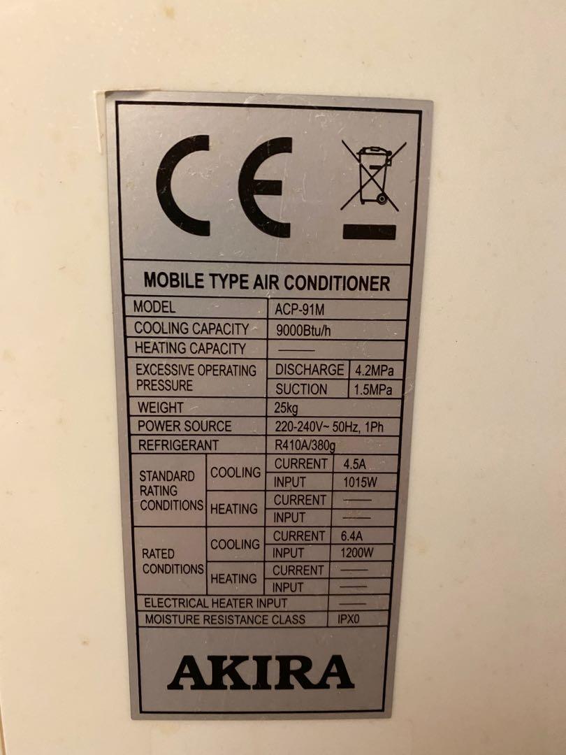 [NOT FUNCTIONING] Akira 9000Btu Portable Aircon, TV & Home Appliances ...