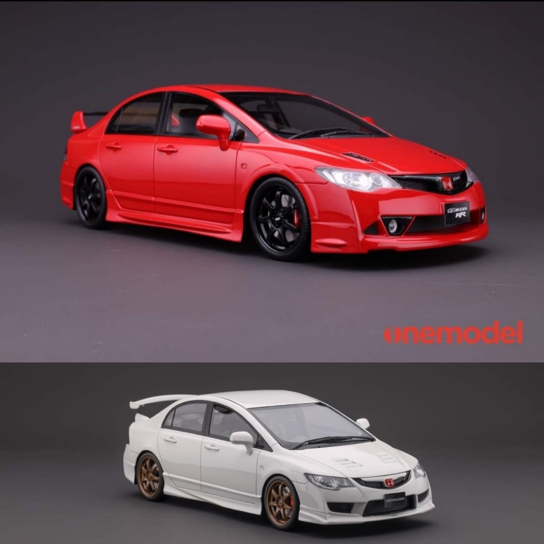One Model 1:18 HONDA CIVIC TYPE-R FD2 Mugen White & Red. Autoart Ignition Model GT Spirit Norev ...