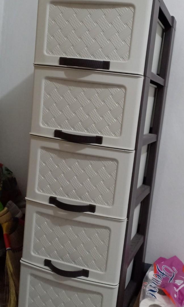 Orocan Natura Rattan 5layers Slim drawer (white and brown), Furniture ...