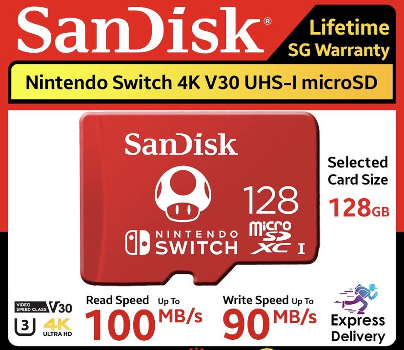 SanDisk Nintendo Switch Micro SD Card 128GB, Video Gaming, Video Game ...