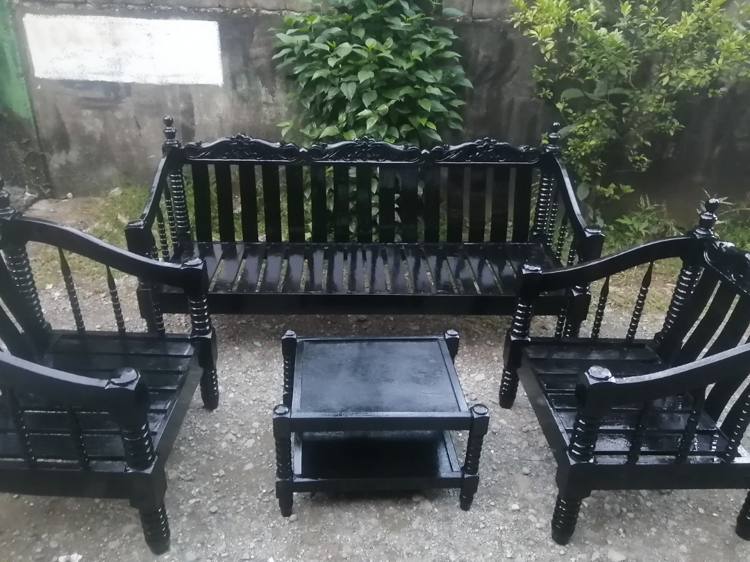 Solid Malaysian Wood Sala Set with Center Table, Furniture & Home ...