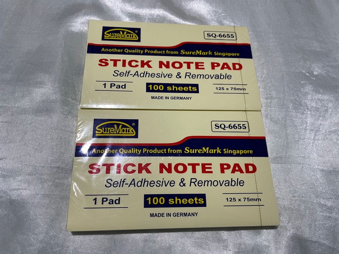 SureMark Stick Note Pad 125x75mm, Hobbies & Toys, Stationery & Craft on ...