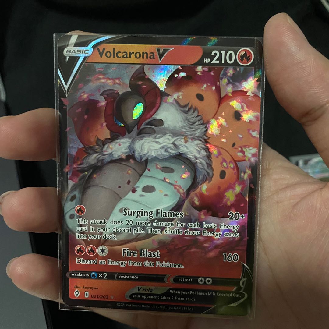 VOLCARONA V 021/203 POKEMON CARD, Hobbies & Toys, Toys & Games on Carousell
