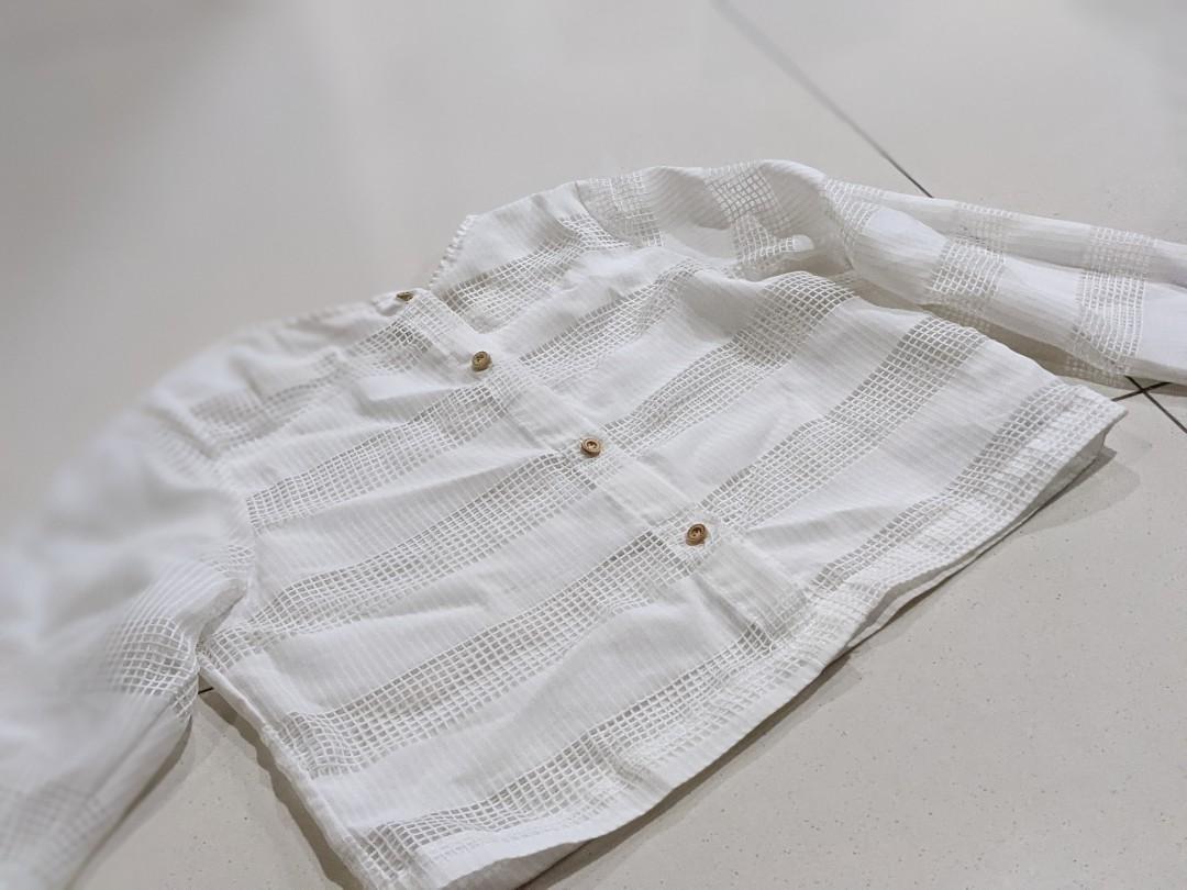 White net detailed top, Women's Fashion, Muslimah Fashion, Tops on ...