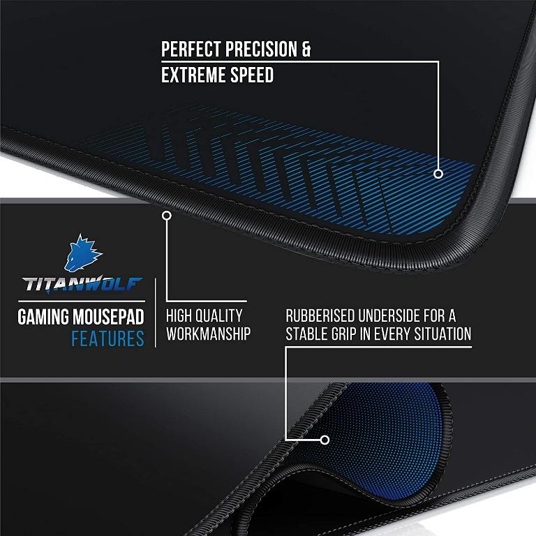 (WHITE) TITANWOLF - XXL Speed Gaming Mouse Mat World - Mouse Pad 900 x ...