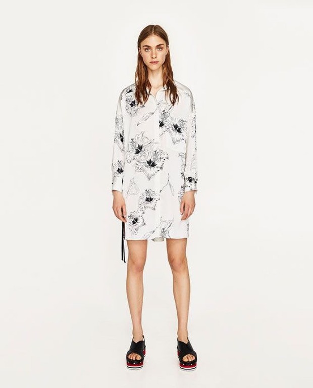 ZARA FLORAL TUNIC WITH SIDE BOW, Women's Fashion, Dresses & Sets ...