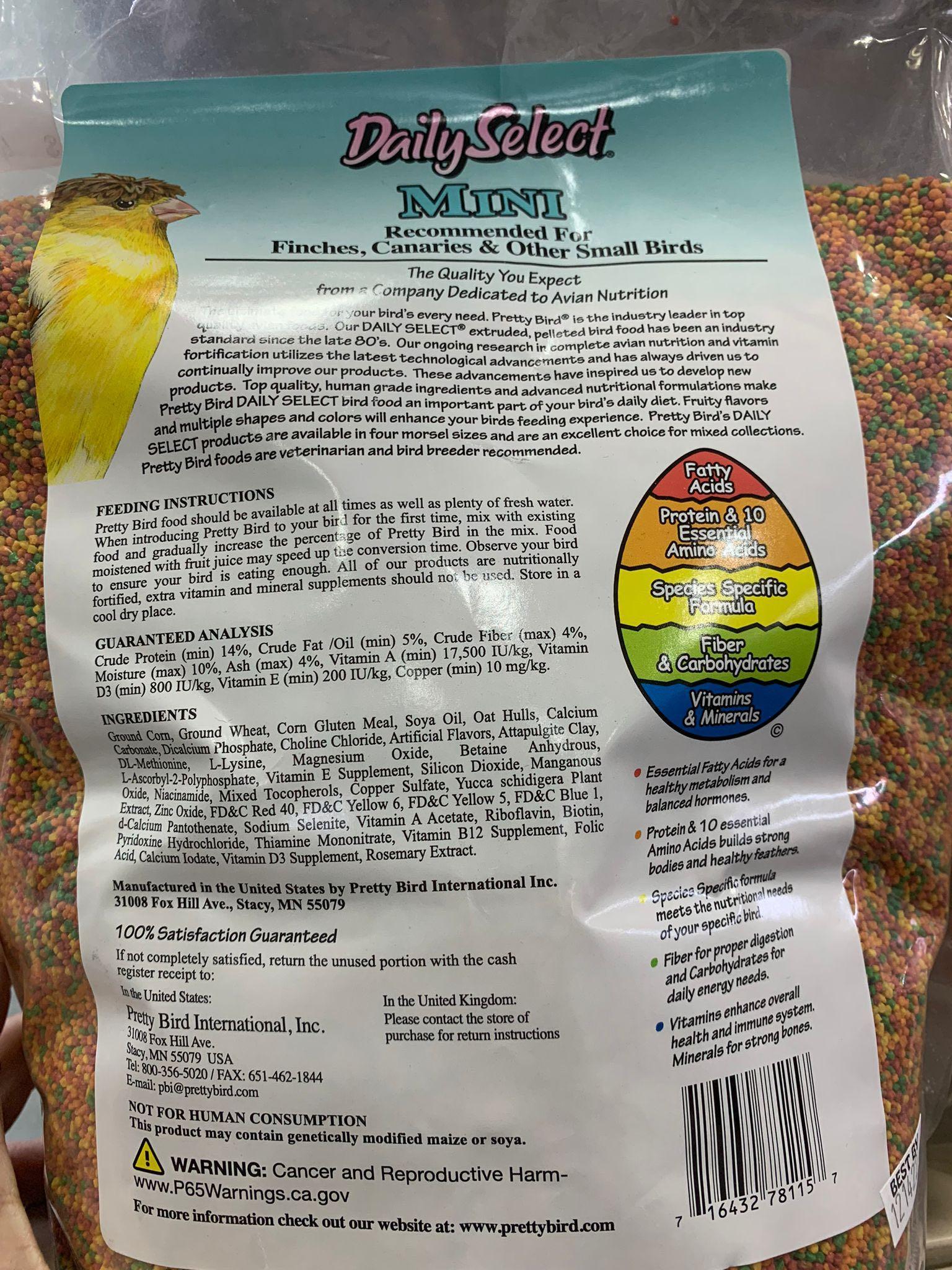 Bellybird daily select pellet food for finches, canneries and budgies ...