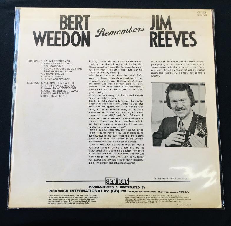 Bert Weedon Remembers Jim Reeves Vinyl, Hobbies & Toys, Music & Media ...