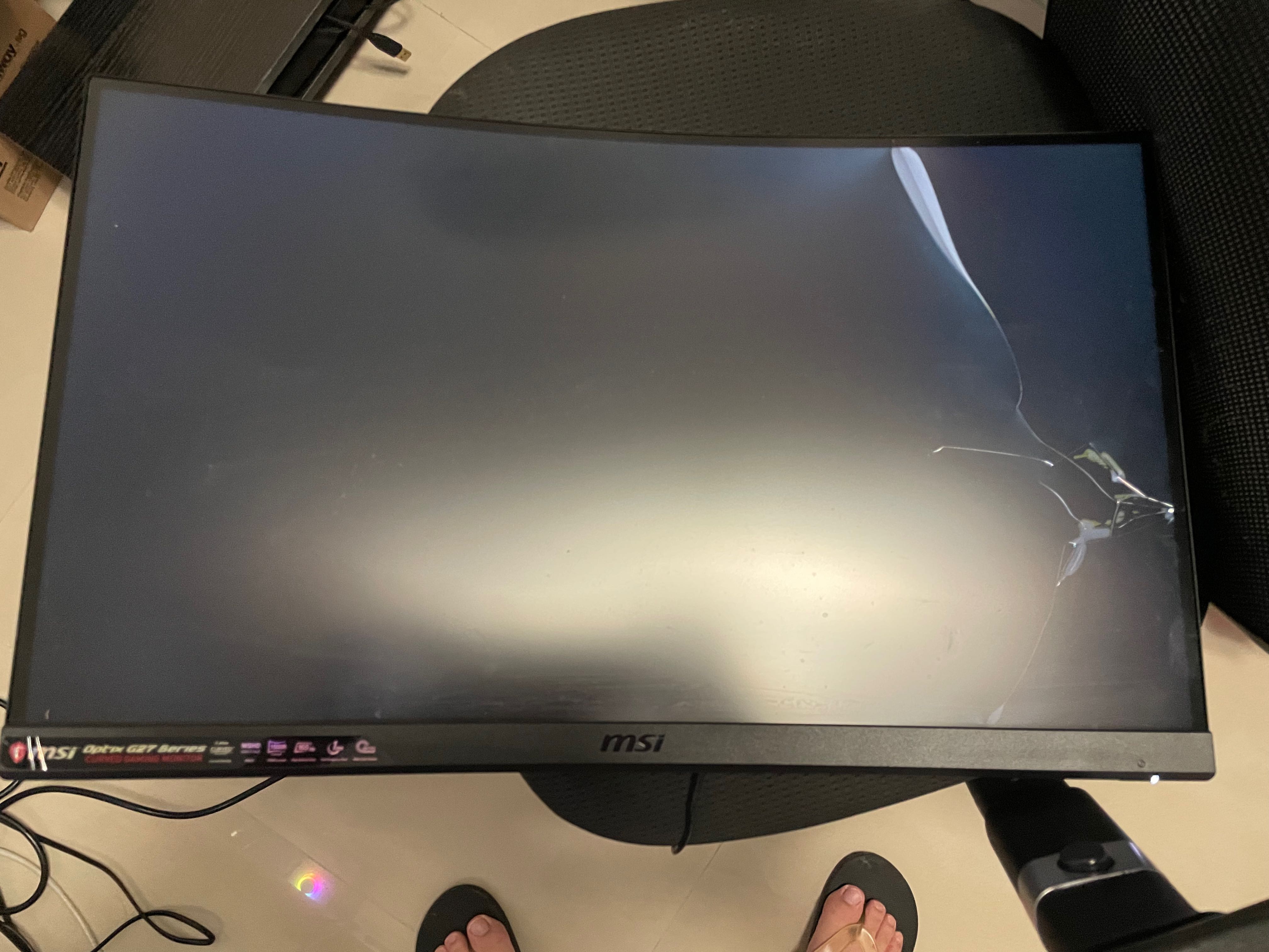 Cracked MSI Monitor Screen (worth $699), Computers & Tech, Parts ...