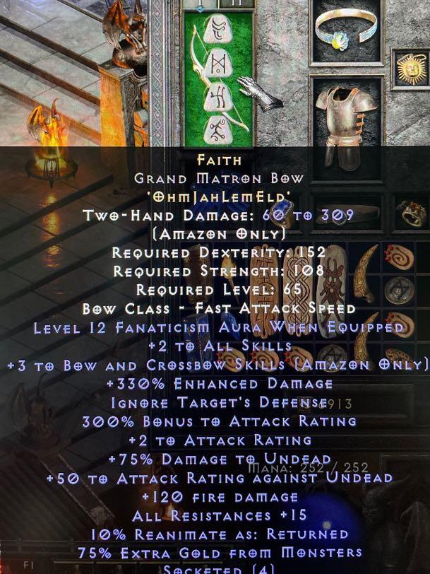 Faith Grand Matron bow: Diablo 2 Resurrected, Video Gaming, Gaming ...