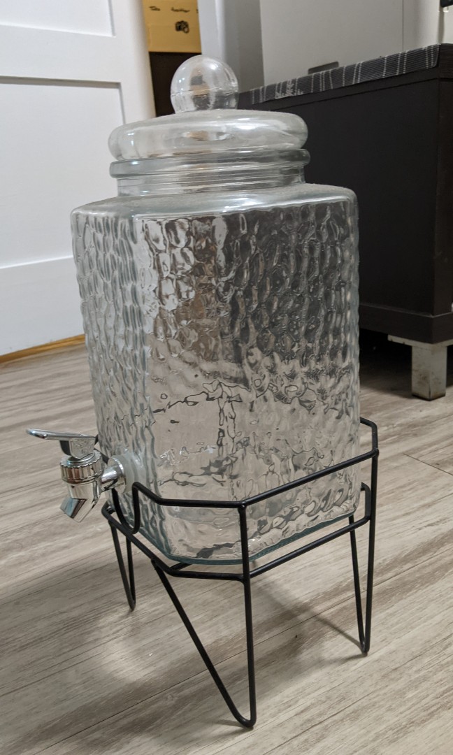 Glass Jar with Tap including stand, Furniture & Home Living ...