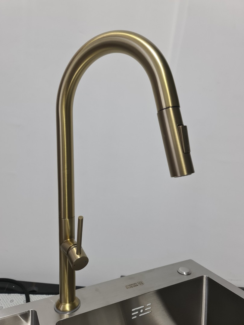 Gold Pull Out Kitchen Tap, Furniture & Home Living, Bathroom & Kitchen ...